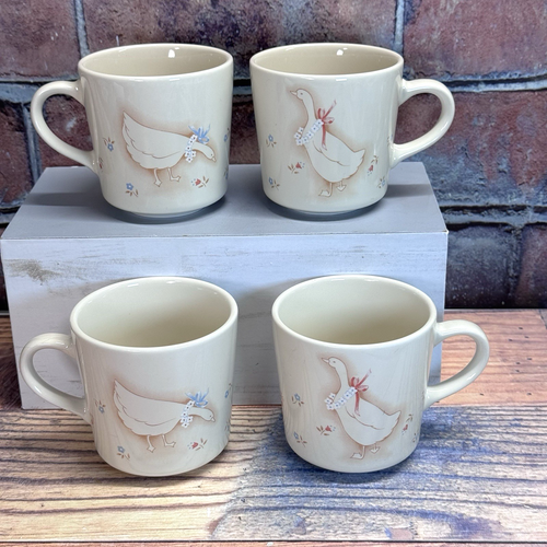 Set of 4 Vtg Corning Promenade Country Geese Goose Coffee Tea Mug Cup ...