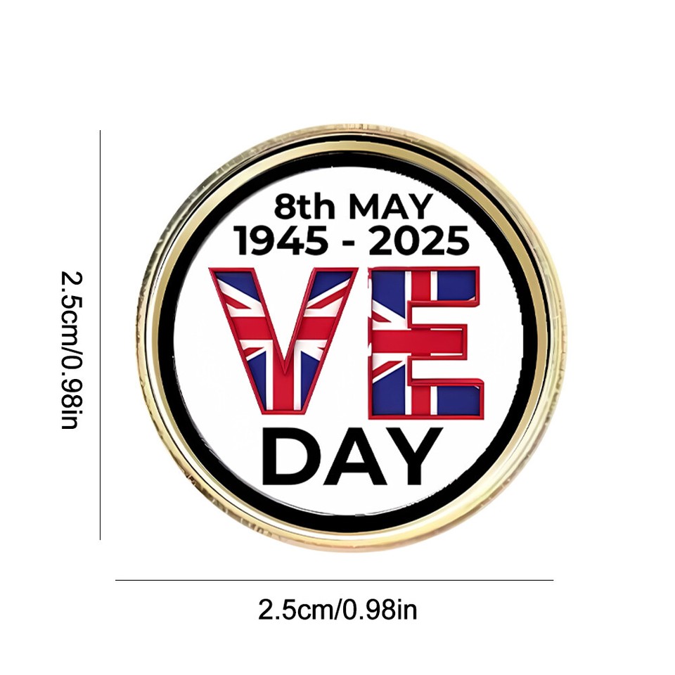 VE Day 80th Anniversary 1945-2025 Lapel Pin Badges Round Pin Badge for ...