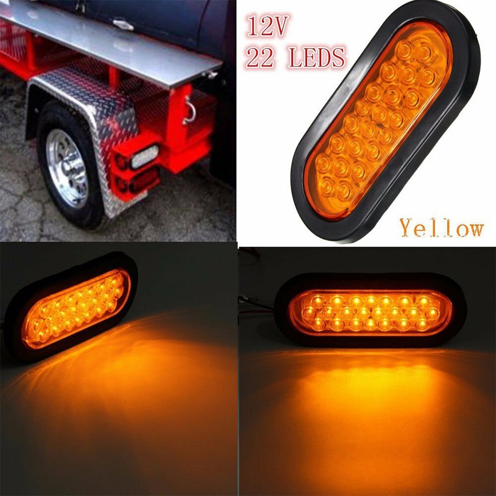 4X Amber 6" Oval 22-LED Trailer Tail Turn Stop Brake Light for Tow ...