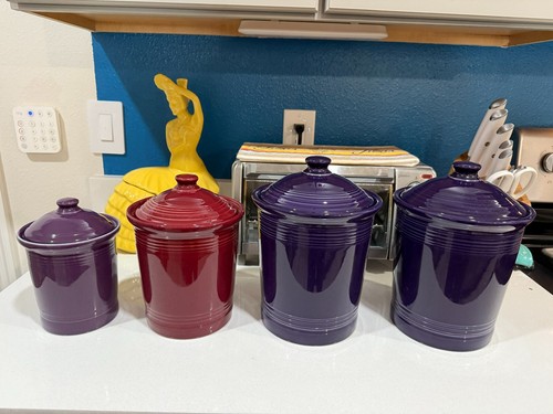 Fiestaware Canister Set of 4 w/Lids - 2 lg, 1 med, 1 sm - Plum Cinnabar ...