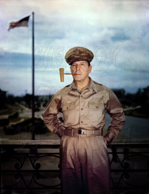 5 Star Gen Douglas MacArthur World War 2 WWII pipe flag color photo ...