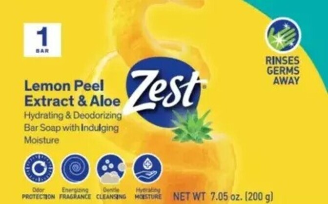 Zest Lemon Peel Extract & Aloe Hydrating & Deodorizing Bar Soap 7.02oz ...