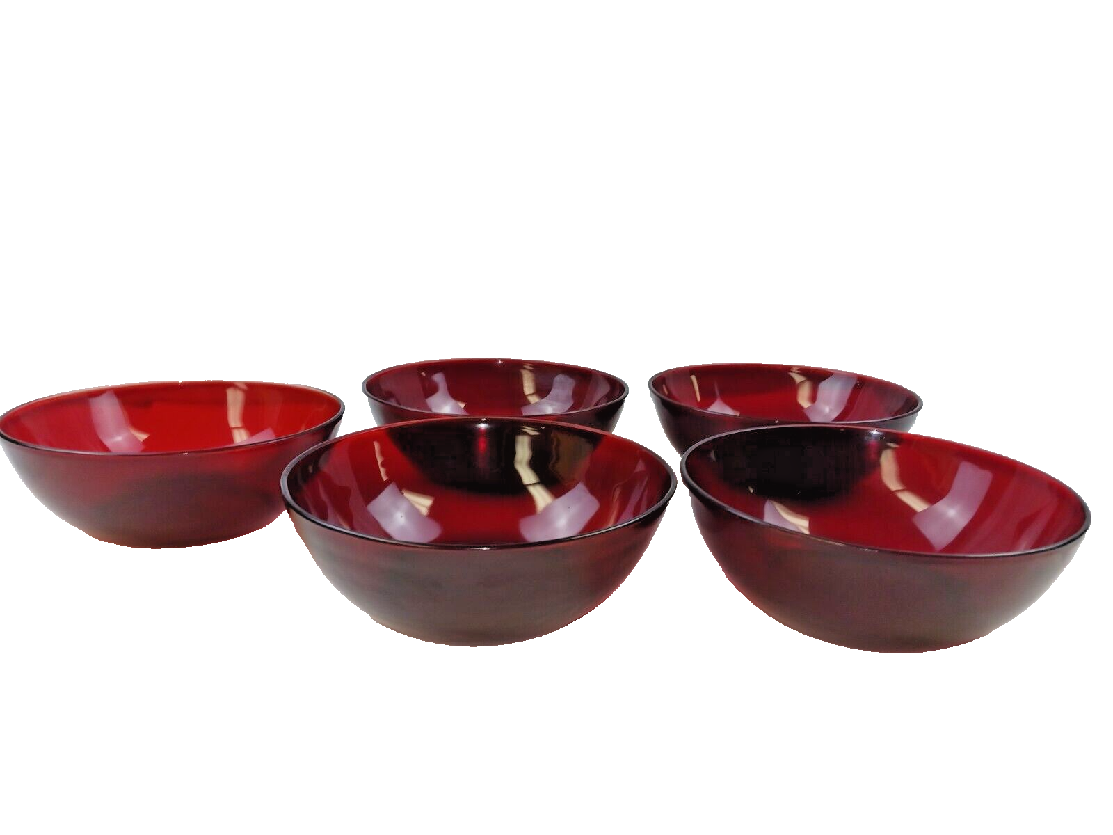 Vintage Set of 5 Ruby Red Glass Serving Bowls 8.25" Diameter | eBay