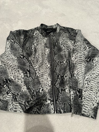 BACCINI NEW Snake Print Faux Leather Moto Jacket 2X | eBay