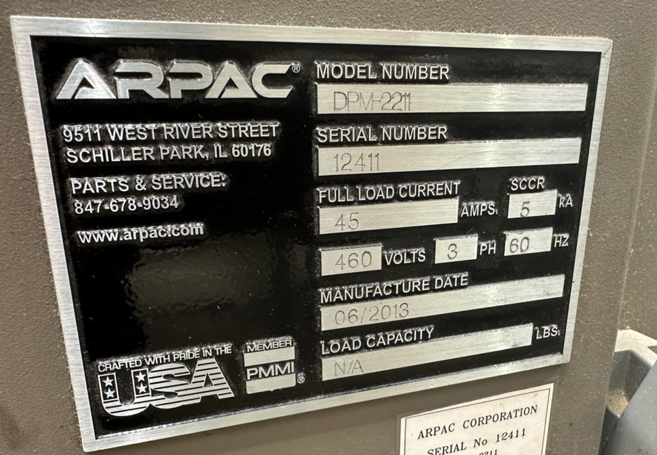 2013 ARPAC DPM-2211 INTERMITTENT WRAP AROUND CASE PACKER 3 LANE DIVIDER ...