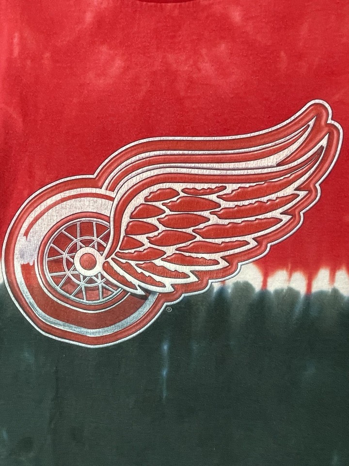 Vintage Detroit Red Wings T Shirt Liquid Blue Tag Red Black Tie Dye ...
