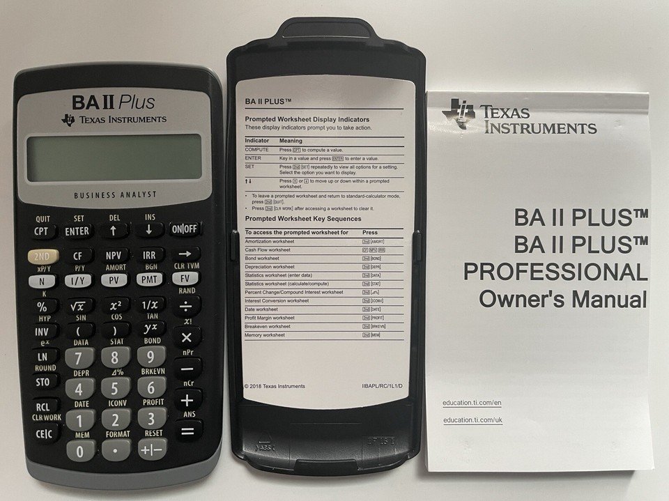 Texas Instruments BAII Plus Advanced Financial Calculator 523161019709 ...