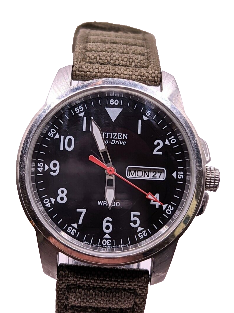 Citizen Eco-Drive Chandler Men's Calendar Black Dial Green 37mm Watch ...