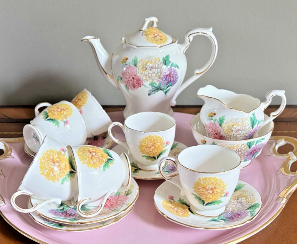 A Rare Vintage Paragon Chrysanthemum Coffee Set | eBay UK