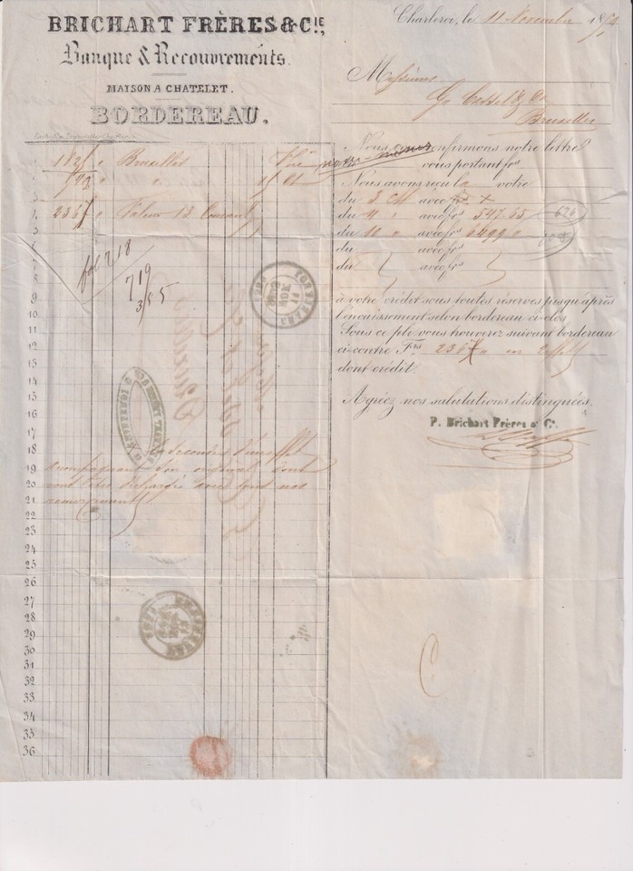 Oude Brief Leopold I 1859 Charleroi Brussel Postzegel Cover Factuur | eBay