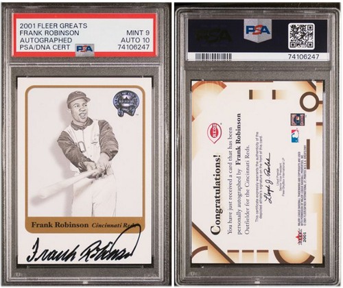 Frank Robinson 2001 Fleer Greats Autograph PSA 9 / 10 Cincinnati Reds ...