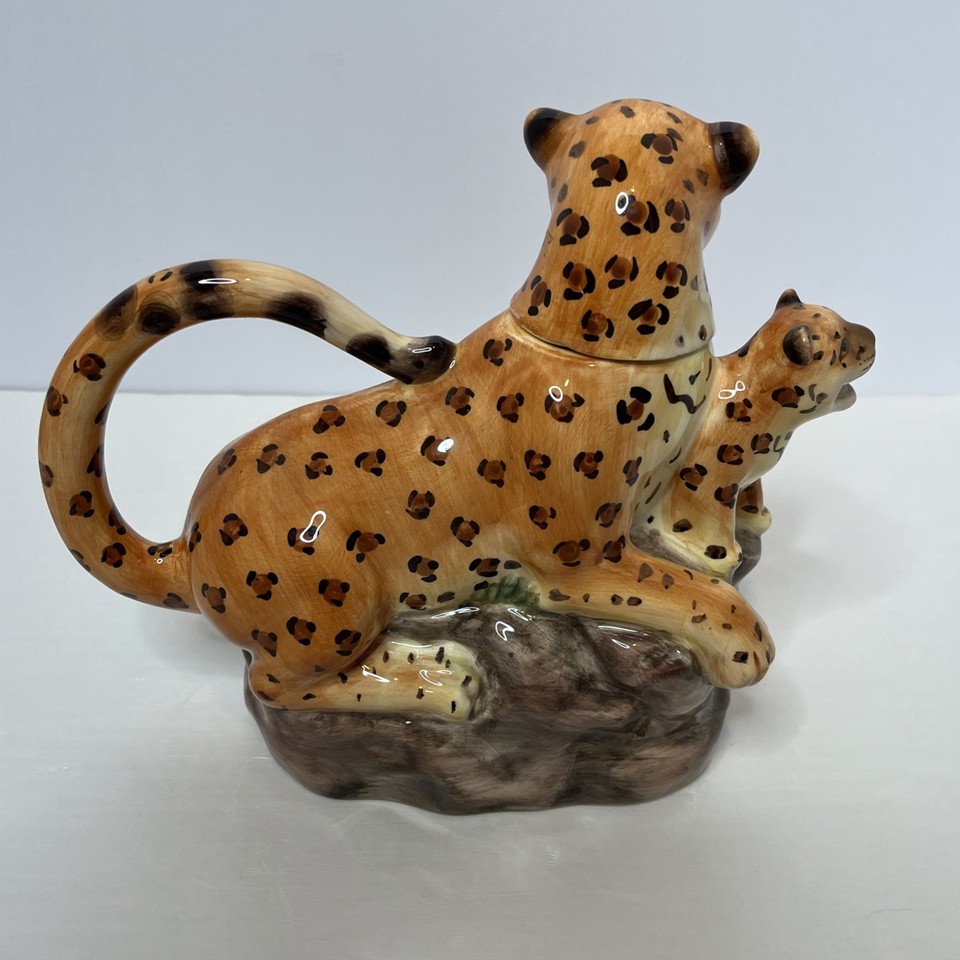 Rare Vintage Leopard Cheetah Family Lidded Pitcher Teapot | eBay UK
