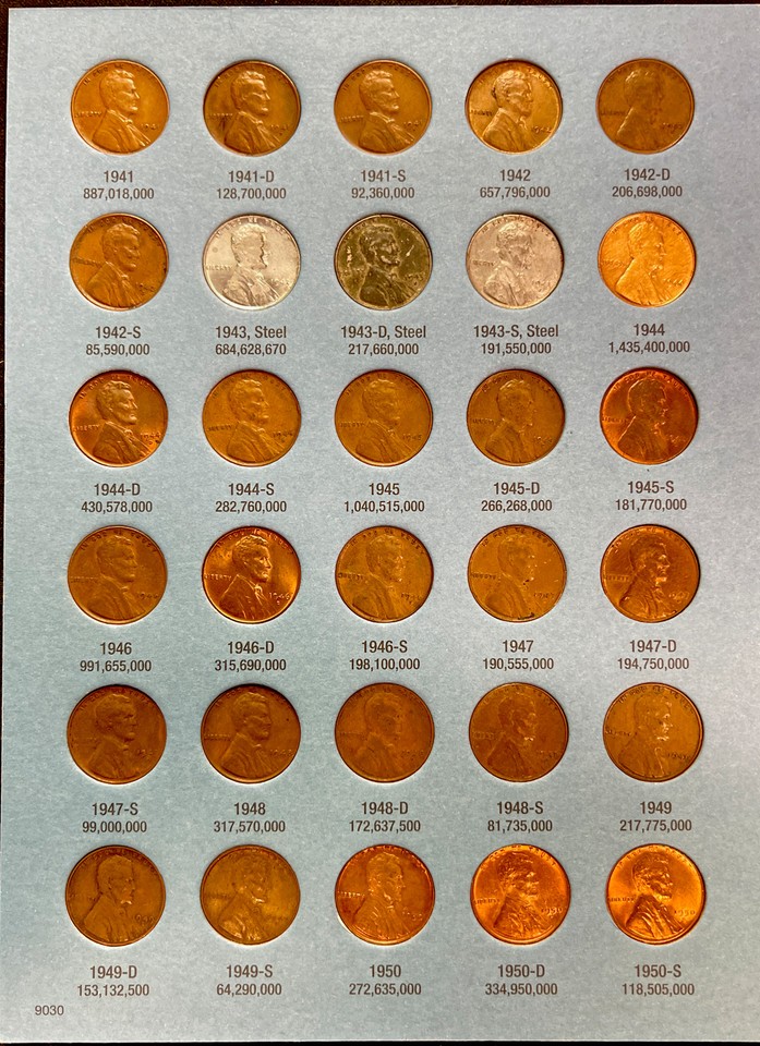 Complete Lincoln Wheat & Memorial Penny Cent Set Collection 1941 - 1974 ...