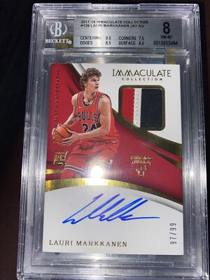 LAURI MARKKANEN 2017-18 IMMACULATE PRIME ROOKIE PATCH AUTO RPA 97/99 ...