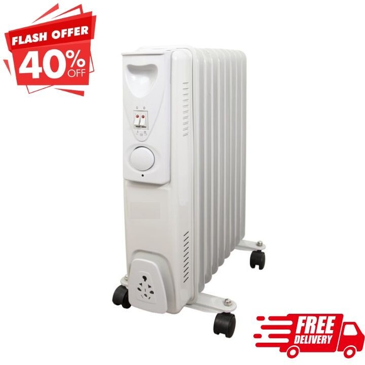 2000w 9 Fin Portable Oil Filled Radiator Electric Heater HOMCOM 2000W
