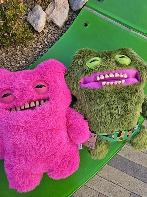 Fuggler Bigg Fugg XL 18” Green/Pink Monster Plush w/ Teeth Jumbo LOT OF ...