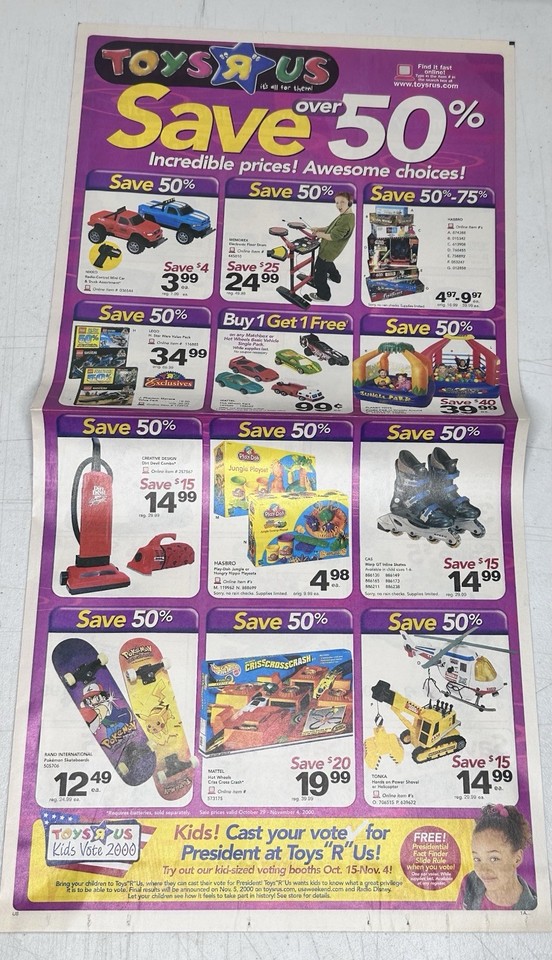 2000 Toys R Us Ad Flyer Pokemon PS2 Hot Wheels R-Zone Barbie Insert Y2K ...