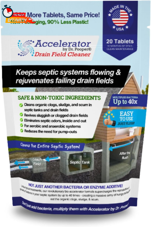 Drain Field Cleaner Tablets by Dr Pooper. Clears Septic Tanks and Drain ...