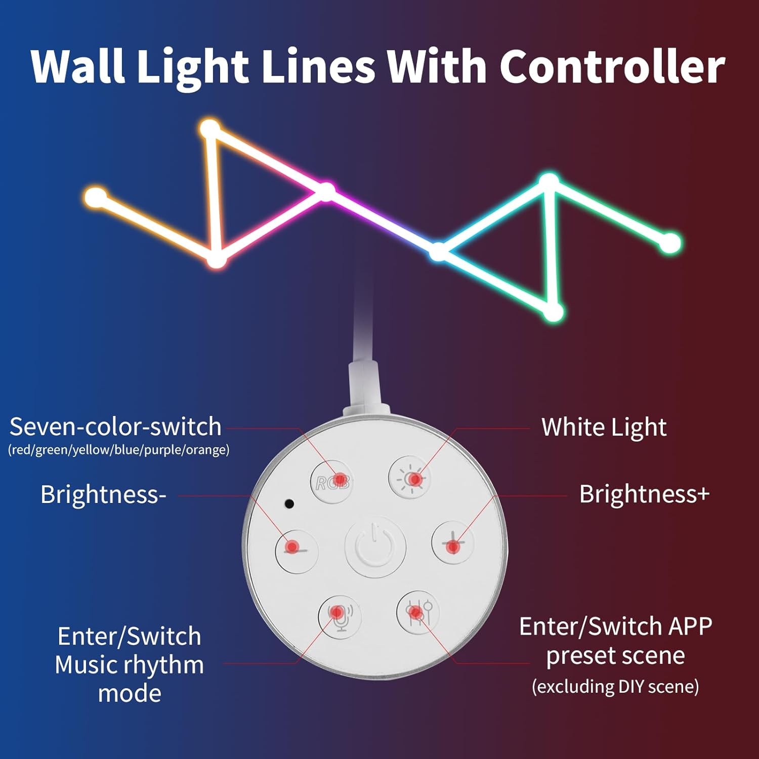 RGB Wall Light LED Splicing Gaming Lights Backlit Modular Wi-Fi Lights ...