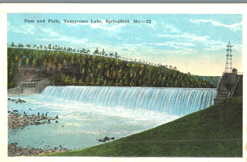VIntage Postcard-Dam and Falls,m Taneycomo Lake, Springfield, MO | eBay