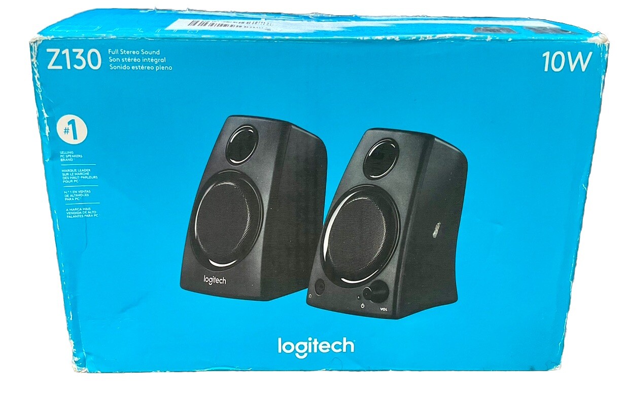 Logitech Z130 10W Full Stereo Sound Speakers Strong Bass Black 5.5 ...