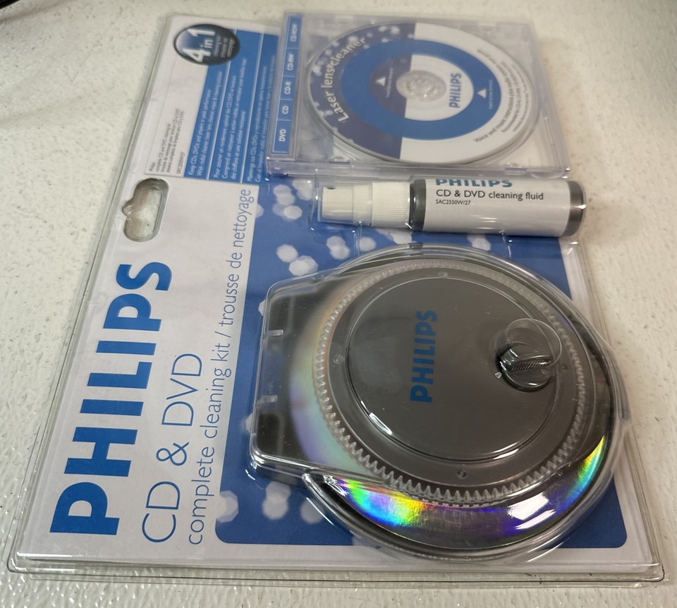 Philips CD & DVD 4 In 1 Complete Disk Laser Lens Cleaning Cleaner Kit ...