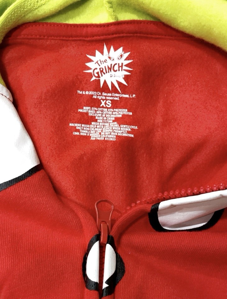 The Grinch Hoodie Jacket Sweatshirt Zipper Front Boy Girl Holiday ...
