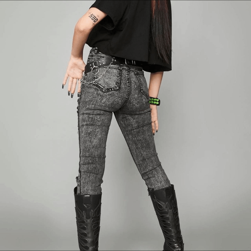 Goth, Emo, Punk, Rave, Rock, Acid Wash Distressed Skinny Jeans M | eBay