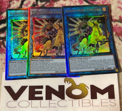 3x (M/NM) Knightmare Unicorn (Alternate Art) RA01-EN043 Ultimate Rare ...