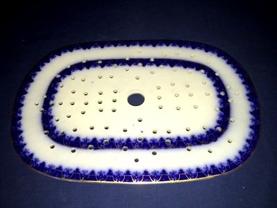 Antique Copeland Spode English Flow Blue & White Meat Strainer Tray | eBay