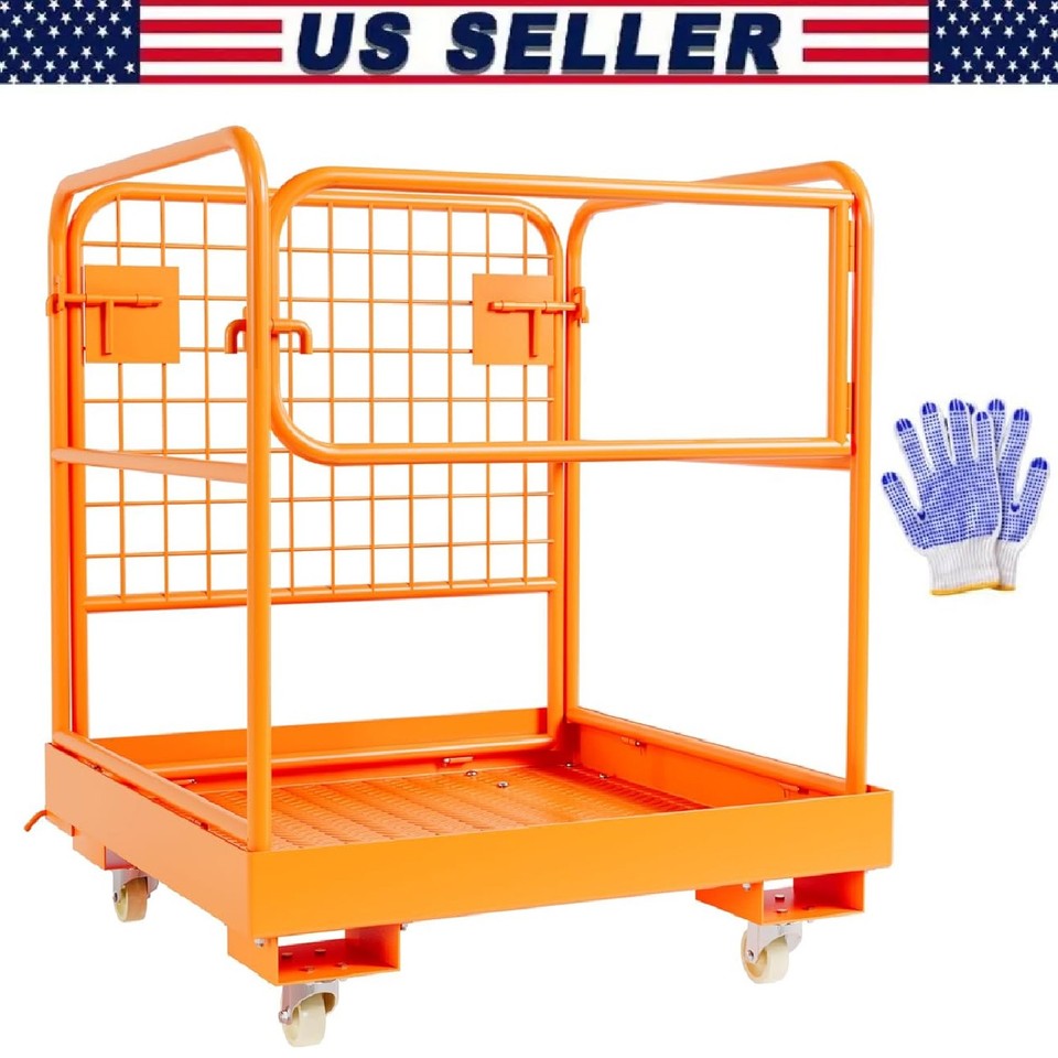 36"x36" Forklift Safety Cage Work Platform Basket 1200lbs w/Wheel for ...