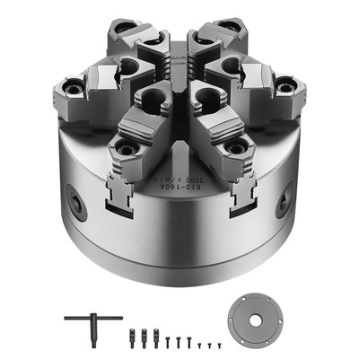 6 Inch 6-Jaw Self-Centering Lathe Chuck with D1-4 Cam Lock Backing ...
