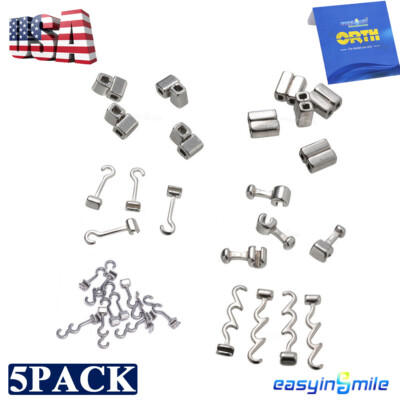 50X Dental Ortho Crimpable Hook Stainless Steel Sliding/Spiral Cross ...