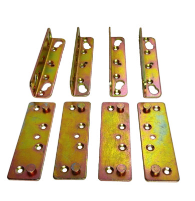 4-pcs Non-Mortise Bed Rail Fittings Yellow Galvanized Bracket 5" (for 1 ...
