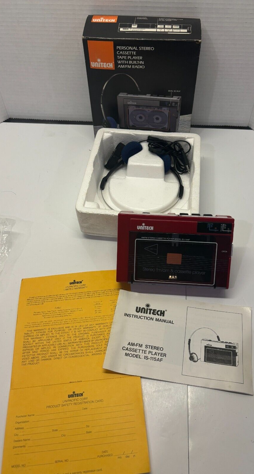 Vintage RED Unitech Stereo Cassette Player FM AM Portable Radio IS ...