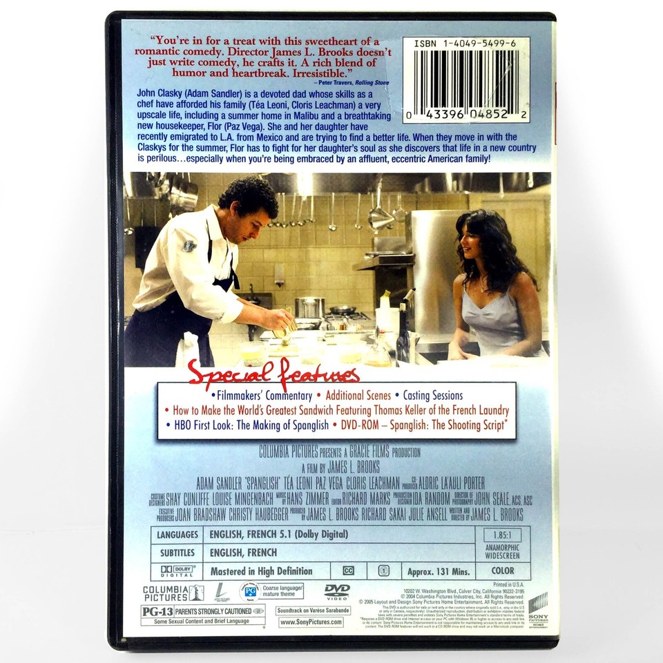 Spanglish (DVD, 2005, Widescreen) Adam Sandler Tea Leoni Cloris ...