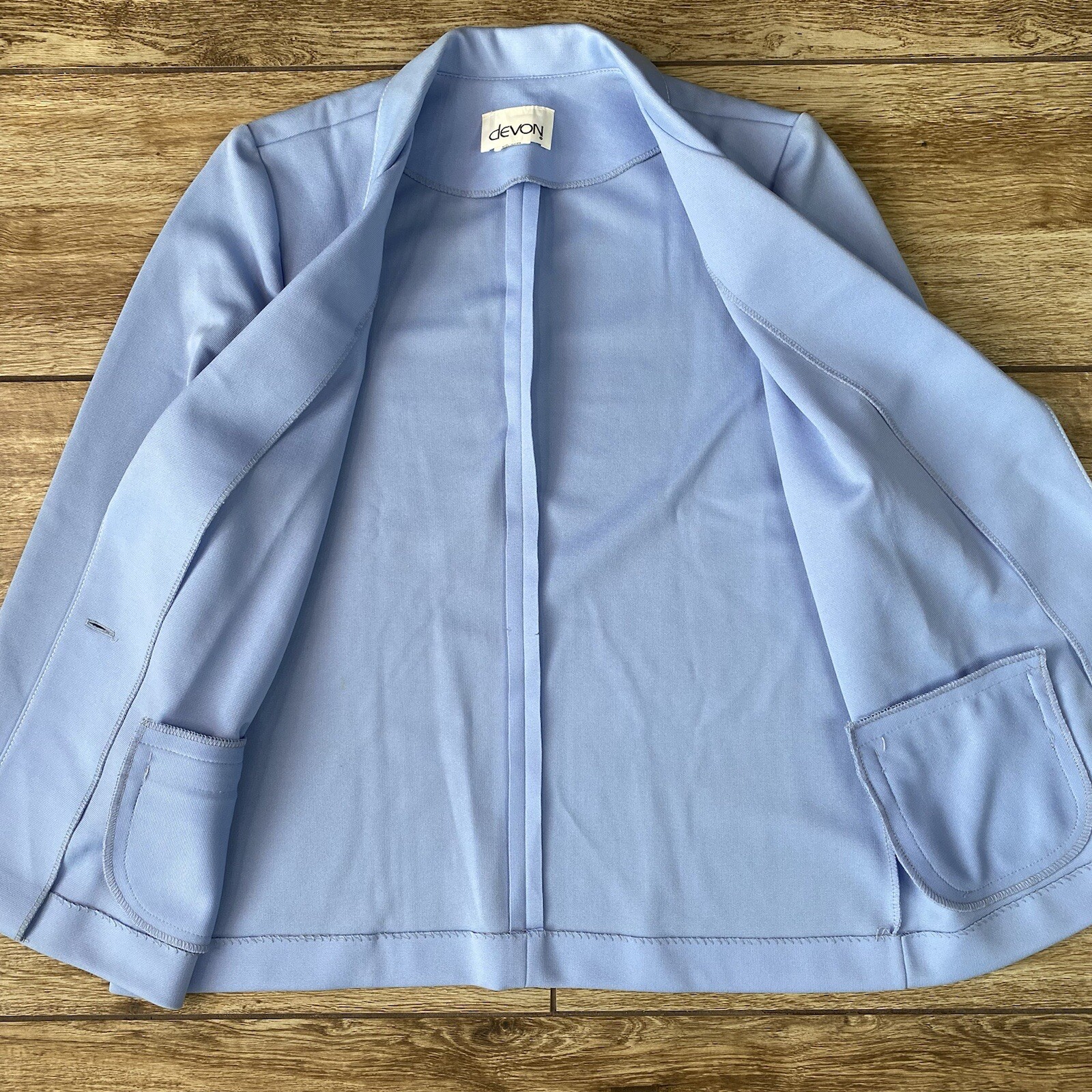 Vintage Devon Blue Polyester Blazer Shoulder Pads Sz … - Gem