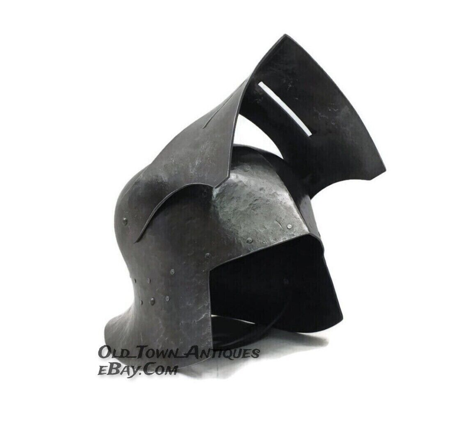 Medieval Larp Armor Medieval German Black Sallet Helmet Replica | eBay