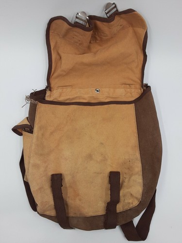 Classic Old-School Canvas Knapsack Rucksack Small Vintage Backpack Used ...