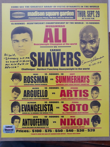 Ernie Shavers (Professional Boxer, died 2022) Signed 8x10 Fight Poster ...