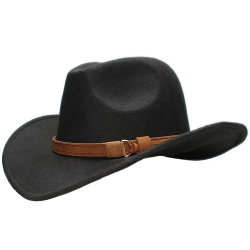 MEN'S WESTERN COWBOY RODEO HAT BLACK FELT STYLE COWBOY RIDING HAT ...