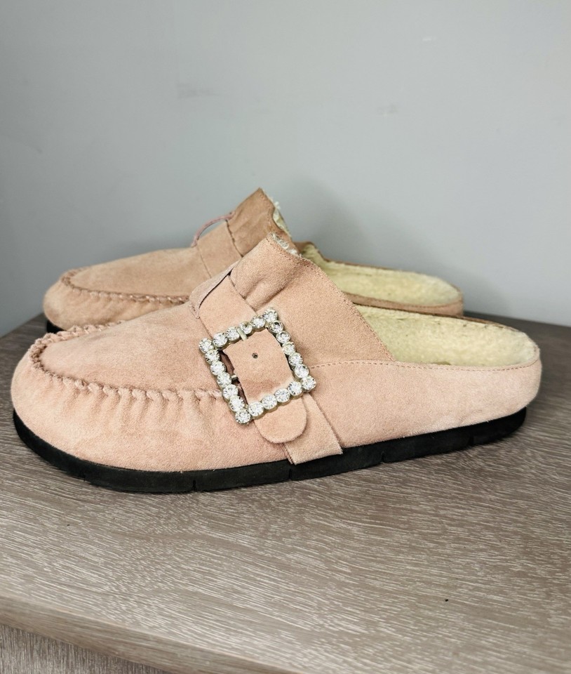 Free People After Riding Shearling Mule Pink Suede Size 8.5 Shoes ...