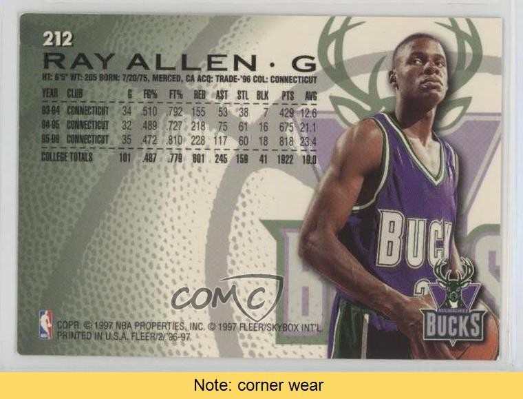 1996-97 Fleer Ray Allen #212 Rookie RC HOF READ 0ls | eBay