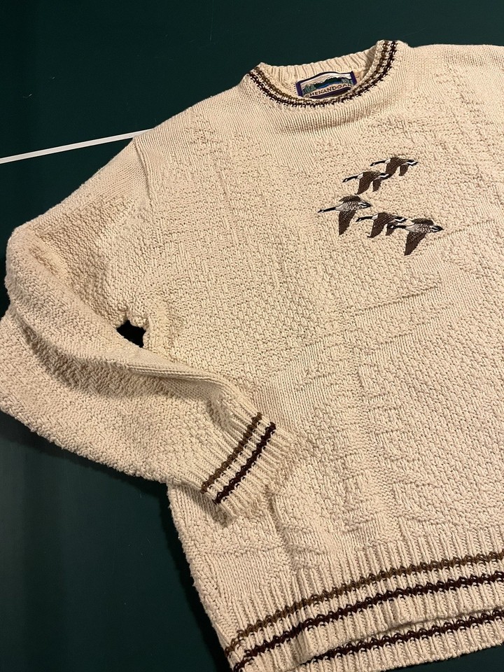 VTG 90’s Shenandoah Geese Birds Nature Sweater Men’s LARGE Embroidered ...