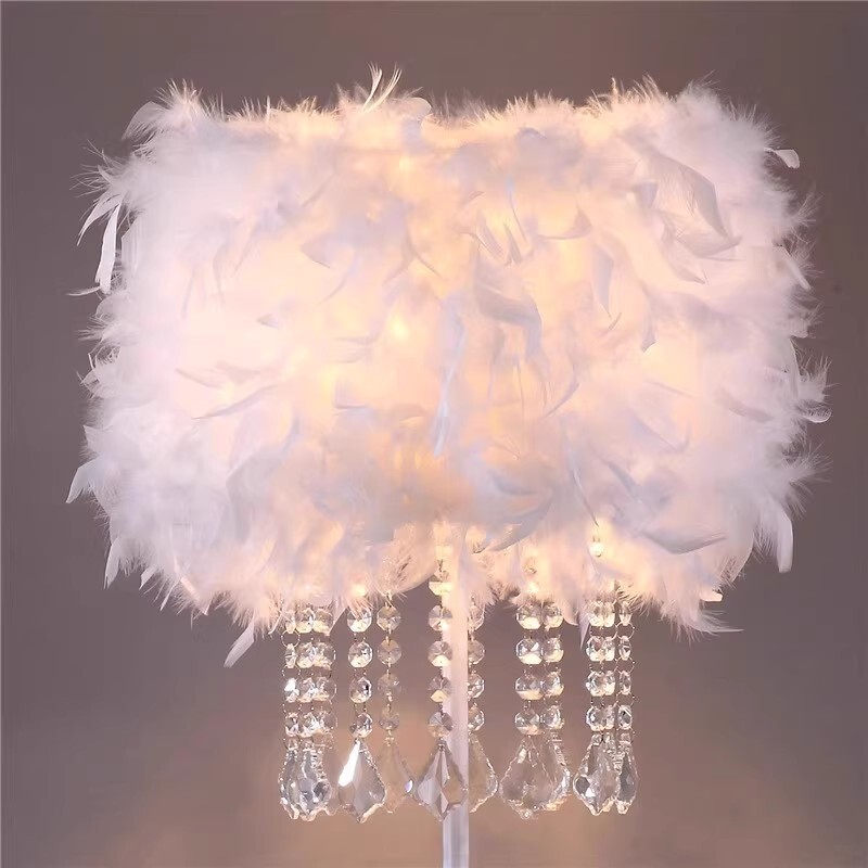 Fringe Feather Lamp Shades Crystal Floral Light Shade Table Lamp Home ...