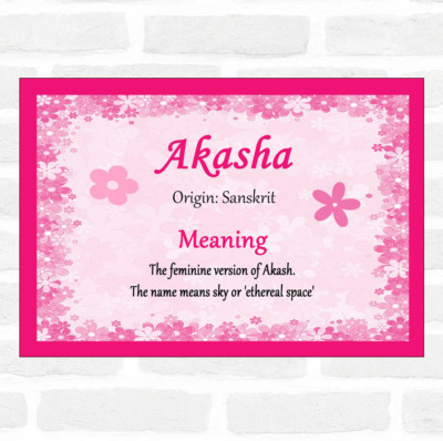 Akasha Name Meaning Pink Certificate | eBay UK