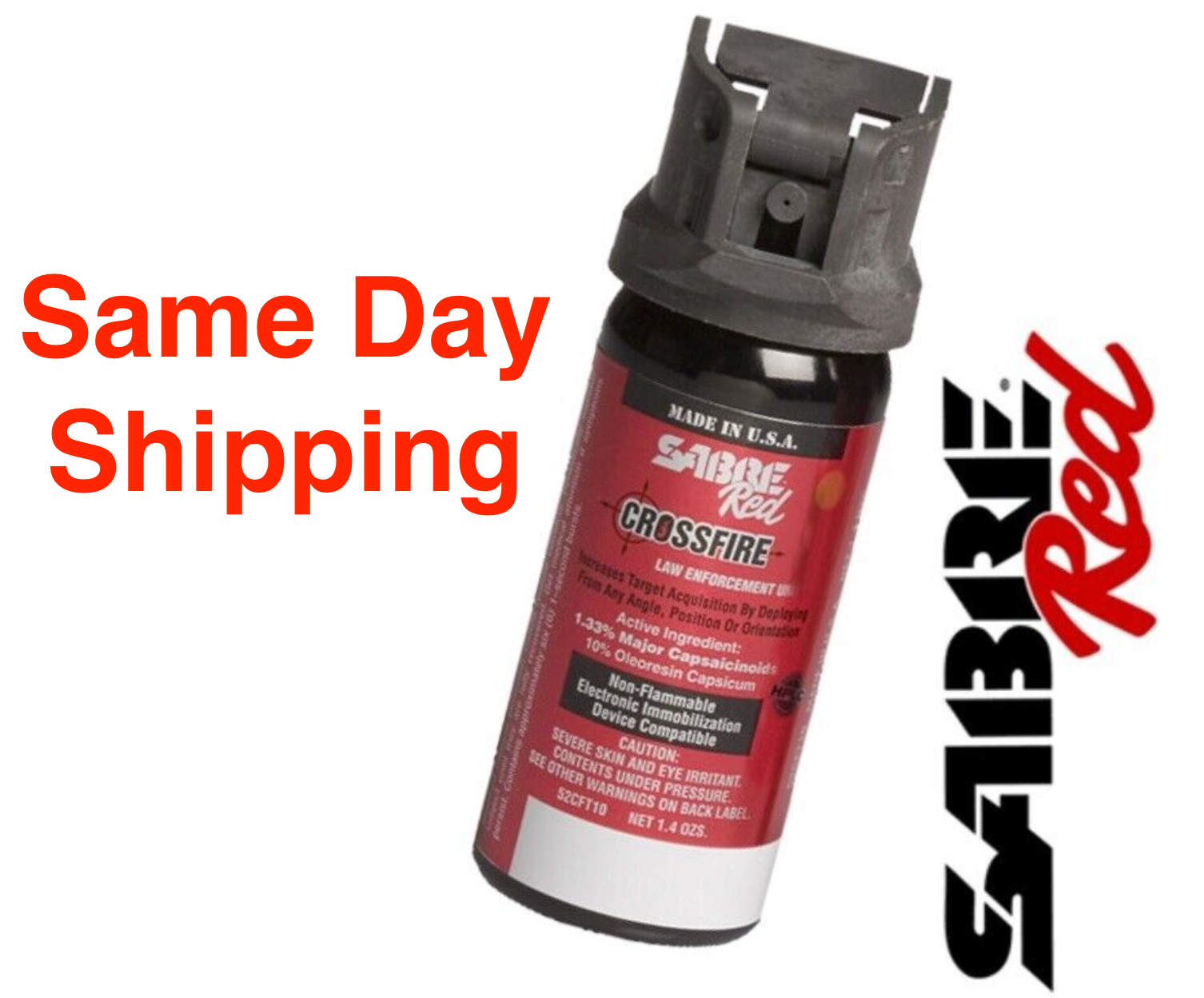 Sabre Red 52CFT10 Crossfire Stream MK-3 Pepper Spray, 1.33% MC, 1.5oz ...