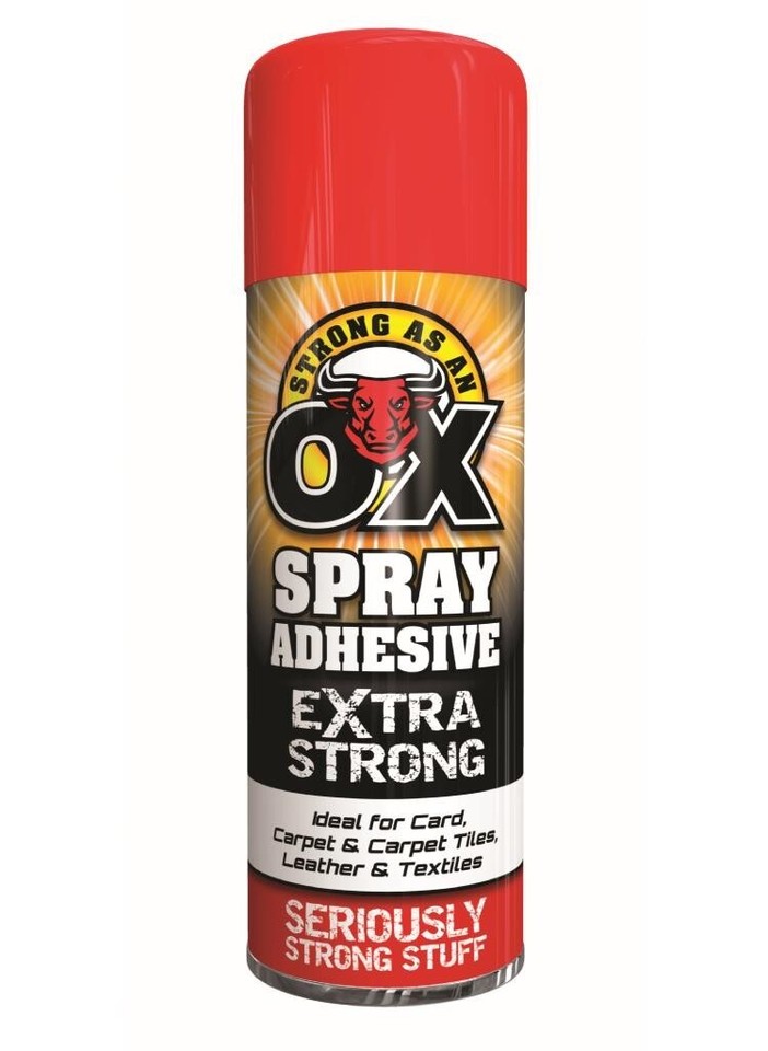3 x 500ml Heavy Duty Spray Adhesive Glue Strong As An Ox for Carpet ...