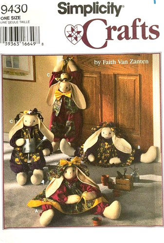 1990's Simplicity Decorative Bunny and Clothes Pattern 9430 Size 28 ...