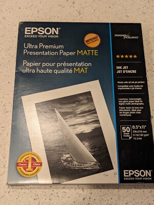 Epson Ultra Premium Ink Jet Presentation Paper MATTE 8.5x11 Inches 50 ...